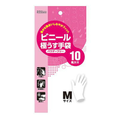 【商品情報】●しなやかフィットの極うす手です。●粉なし加工で着脱も容易です。●便利な左右両用タイプです。●油に比較的強い塩化ビニール製です。 ■商品サイズ(約)：全長：23.0cm手のひら回り：19.0cm中指の長さ：8.0cm■材質：ビニ...