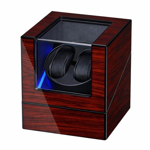 【精巧で高級・ウォッチウィンダー】新エボニー色のピアノ仕上げ、ハイエンドメタルクロージャーチェーン、アクリルウィンドウ、傷みにくい高級PUレザーを厳選し、調節可能な枕、男女の腕時計は全部使えます。 【非常に静か・蓋を開けると自動的に回転を停...