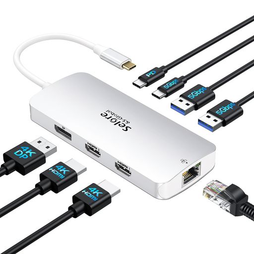 【8in1 USB C ドッキングステーション】この多機能ドッキングステーション hdmi 2つは2x4K HDMIポート(4K@60Hz)、Displayportポート(4K@60Hz)、LANポート(ギガビット(1000BASE-T))...