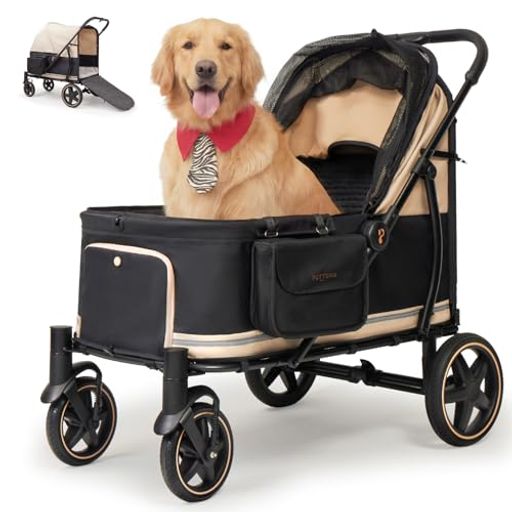 🐶【大型犬専用・老犬にやさしいスロープ設計】PETTENA初の大型犬専用ペットカートが新登場!耐荷重55kgの広々空間で、大型犬もゆったり快適。低重心設計により乗り降りしやすく、シニア犬や足腰の弱い愛犬にも配慮しました。さら...