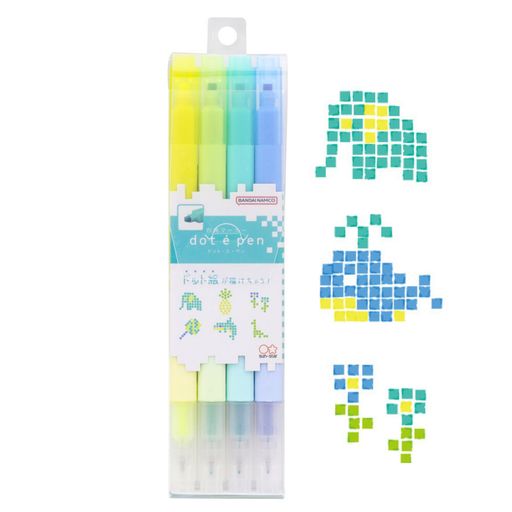 簡単にドット絵が描けちゃう水性ペン 【インク】水性顔料・水性染料 【内容】4柄 各1本 【サイズ】41mmx173mmx16mm 【材質】PP・PE・ステンレス