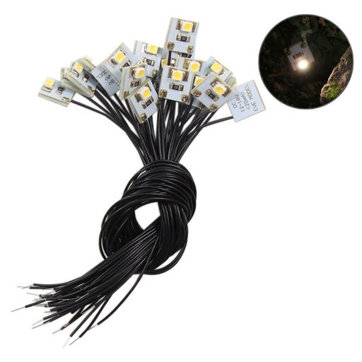 電圧:12V~18V、交流電圧(AC)または直流電圧(DC)互換。 電流(代表値typ/最大値max):20mA/30mA。 LEDサイズ:1cm*1cm.長さは約20cm(L)。 発光色:温白色 抵抗は仮付溶接済み。