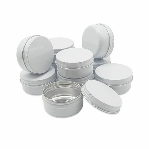 サイズとパッケージ内容:高さ約:2.8cm;直径:8.3cm;容量:100ml。6個セットホワイトアルミ缶クリームケース化粧品小分けめ替え容器。6個無料のスパチュラ&amp;ラベル+2個無料のオーガンザバッグ。 素材:高品質アルミニウム。長...