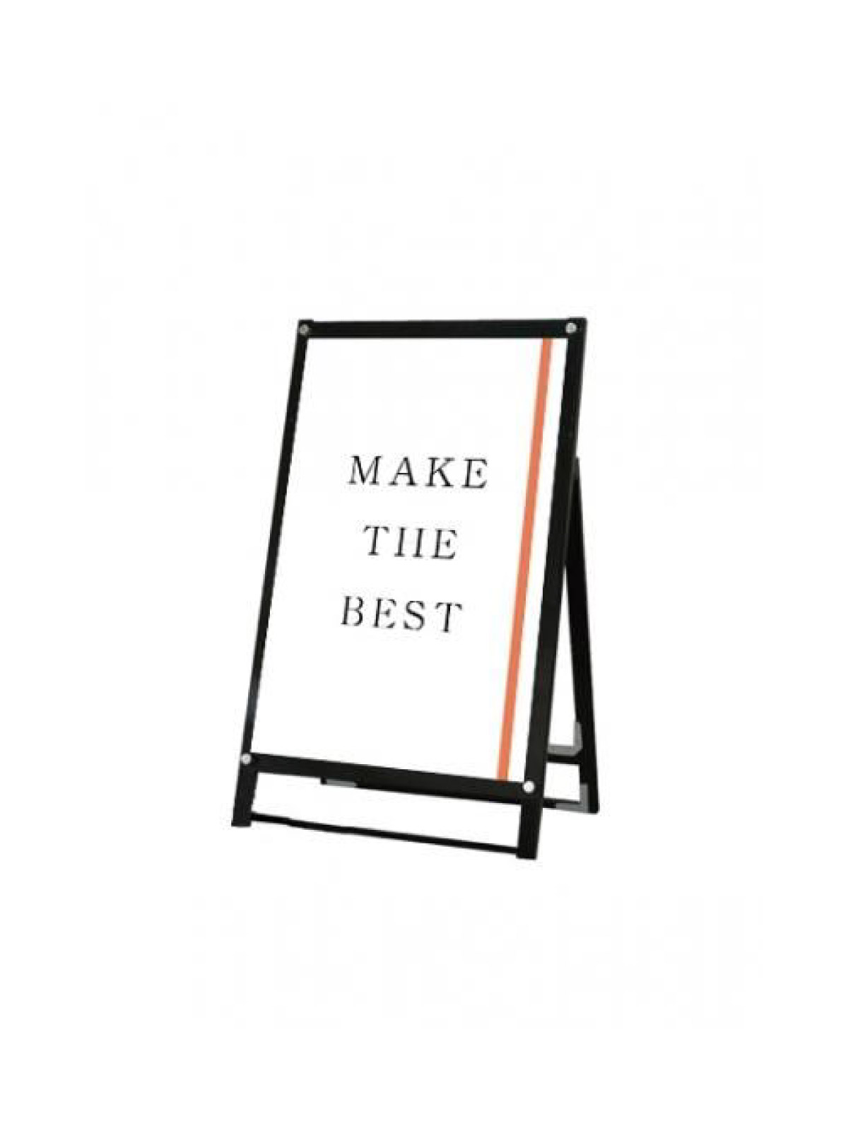 アクリルと化粧ビスでポスターを挟み込んで展示する高級感あるスタンド看板■製品仕様●フレーム=アルミ押出し材/アルマイト仕上(ブラック)●面板=アルミ複合板(黒)3mm厚+アクリル板透明2mm●化粧ビス=アルミ/アルマイト仕上●ポスターサイズ...