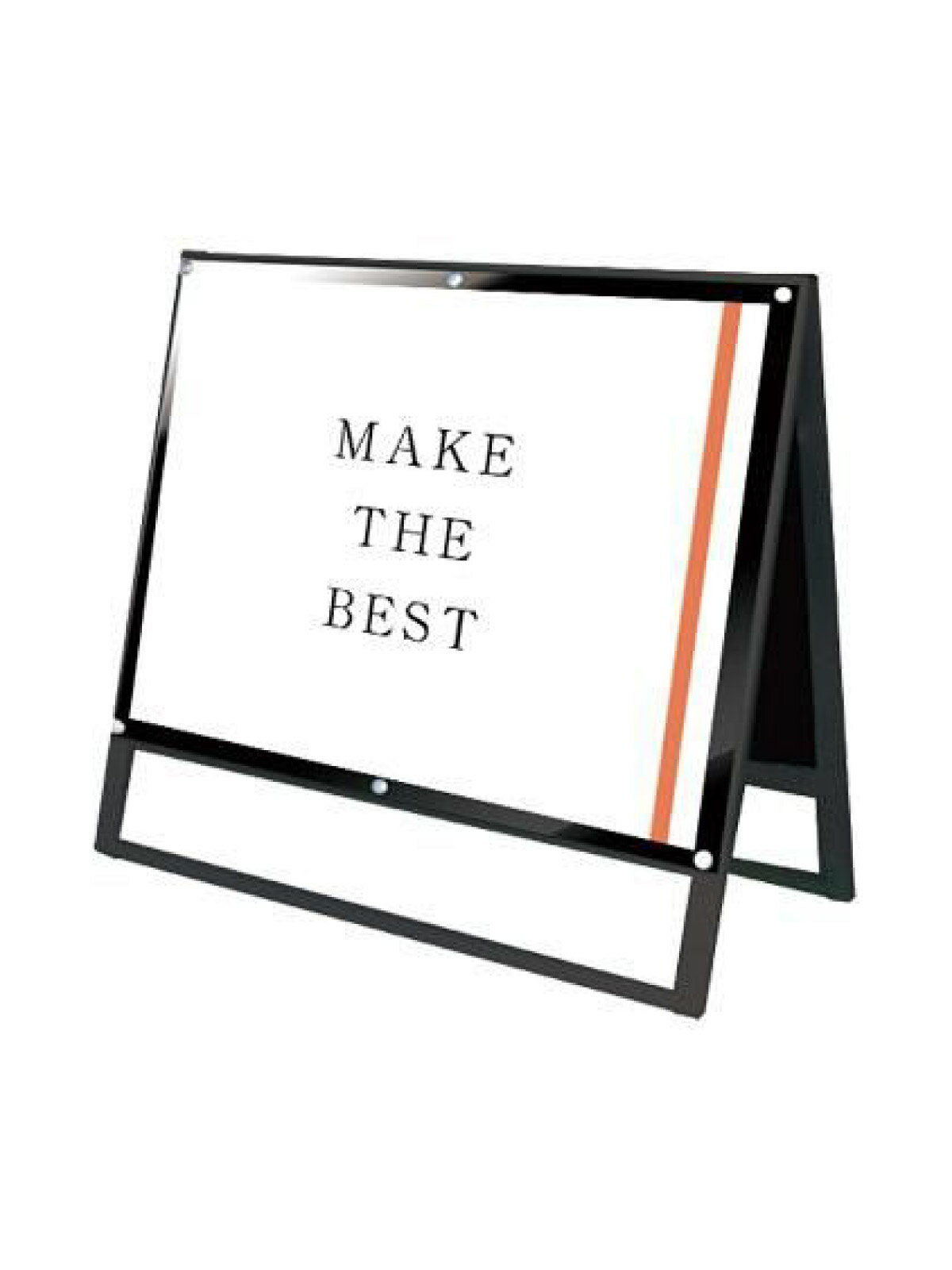 磁石を利用したビスによりポスターを画期的に簡単に交換できる次世代スタンド看板■製品仕様●フレーム＝アルミ押出し材／アルマイト仕上(ブラック)●磁石＝ネオジウム磁石●面板＝アルミ複合板(黒)3mm厚＋アクリル板透明 2mm 下辺アンダーバー付...