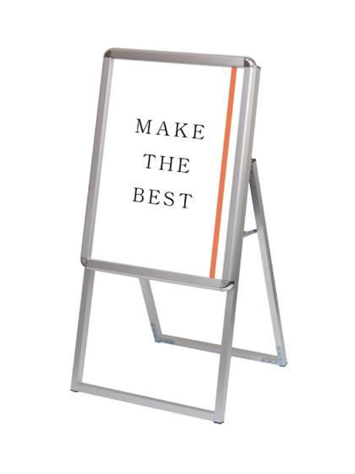 四辺を開閉してポスターを交換する最もメジャーなスタンド看板■製品仕様●本体=アルミ押出し/アルマイト仕上(シルバー)●パネル=ポスターグリップ(フロントオープン式)(シルバー)●表面カバー=アクリル 透明1.5mm厚●背面板=屋内用：ハード...