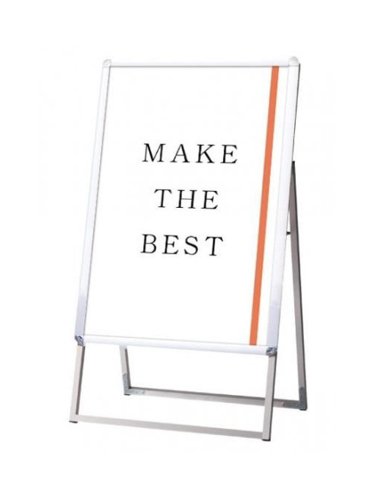 四辺を開閉してポスターを交換する最もメジャーなスタンド看板■製品仕様●本体=アルミ押出し/アルマイト仕上(シルバー)●パネル=ポスターグリップ(フロントオープン式)(シルバー)●表面カバー=アクリル 透明1.5mm厚●背面板=屋外用：アルミ...