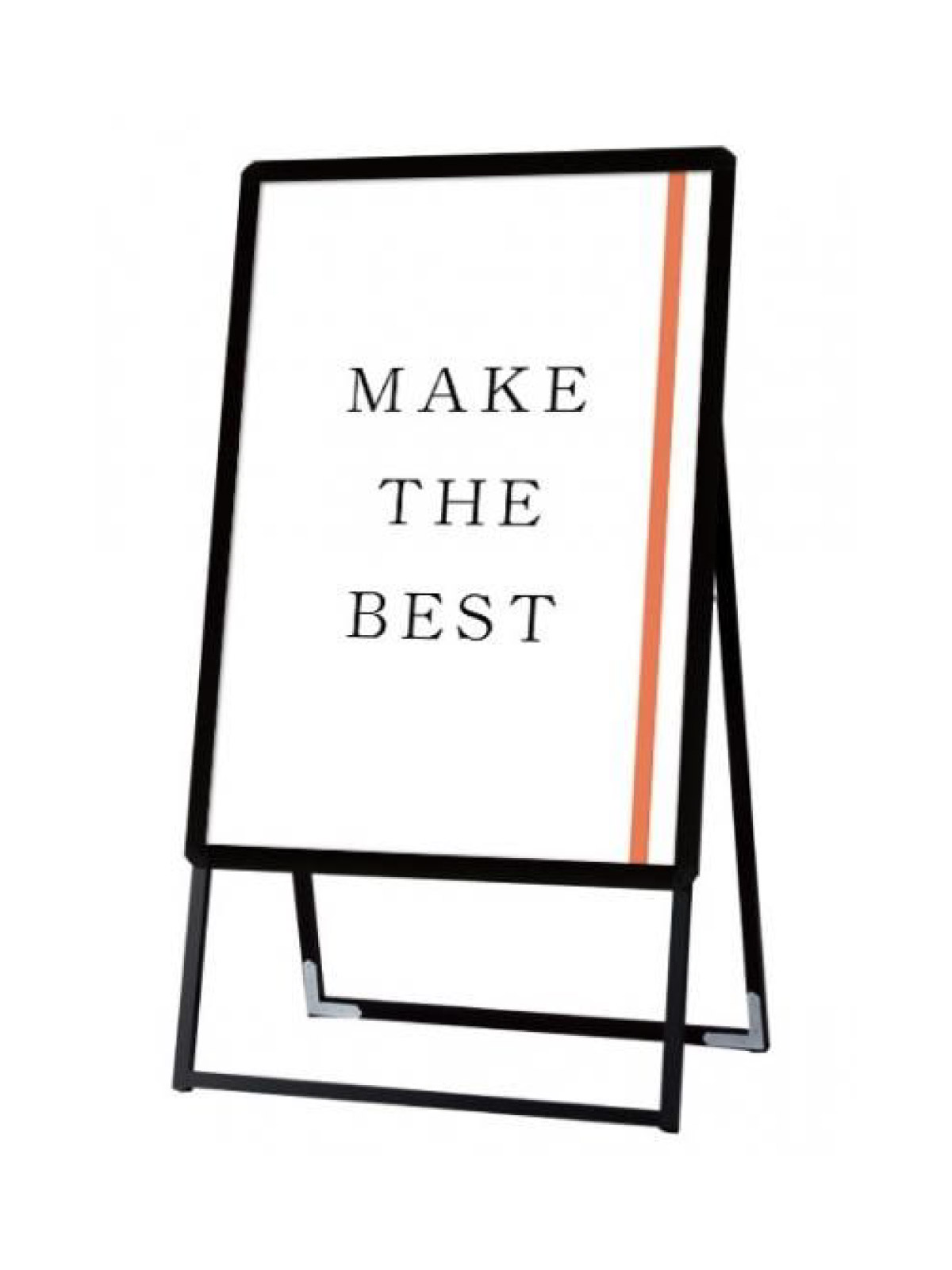 四辺を開閉してポスターを交換する最もメジャーなスタンド看板■製品仕様●本体=アルミ押出し/アルマイト仕上(ブラック)●パネル=ポスターグリップ(フロントオープン式)(ブラック)●表面カバー=アクリル 透明1.5mm厚●背面板=屋外用：アルミ...