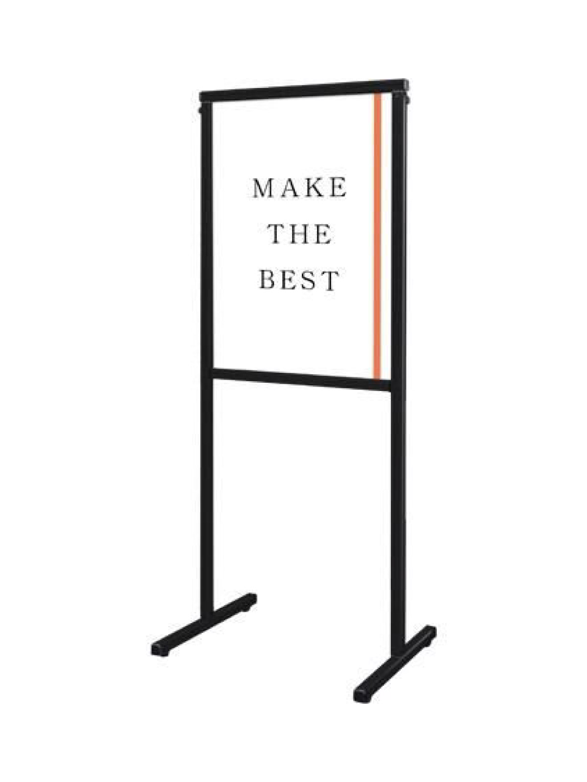 フォーマルな情報発信に最適で省スペースにも設置できる直立型スタンド■製品仕様●本体フレーム=アルミ押出し材/アルマイト仕上(ブラック)●表面カバー=アクリル 透明1.5mm厚●面板=アルミ複合板(白)3mm厚●面板サイズ=A2(W420mm...