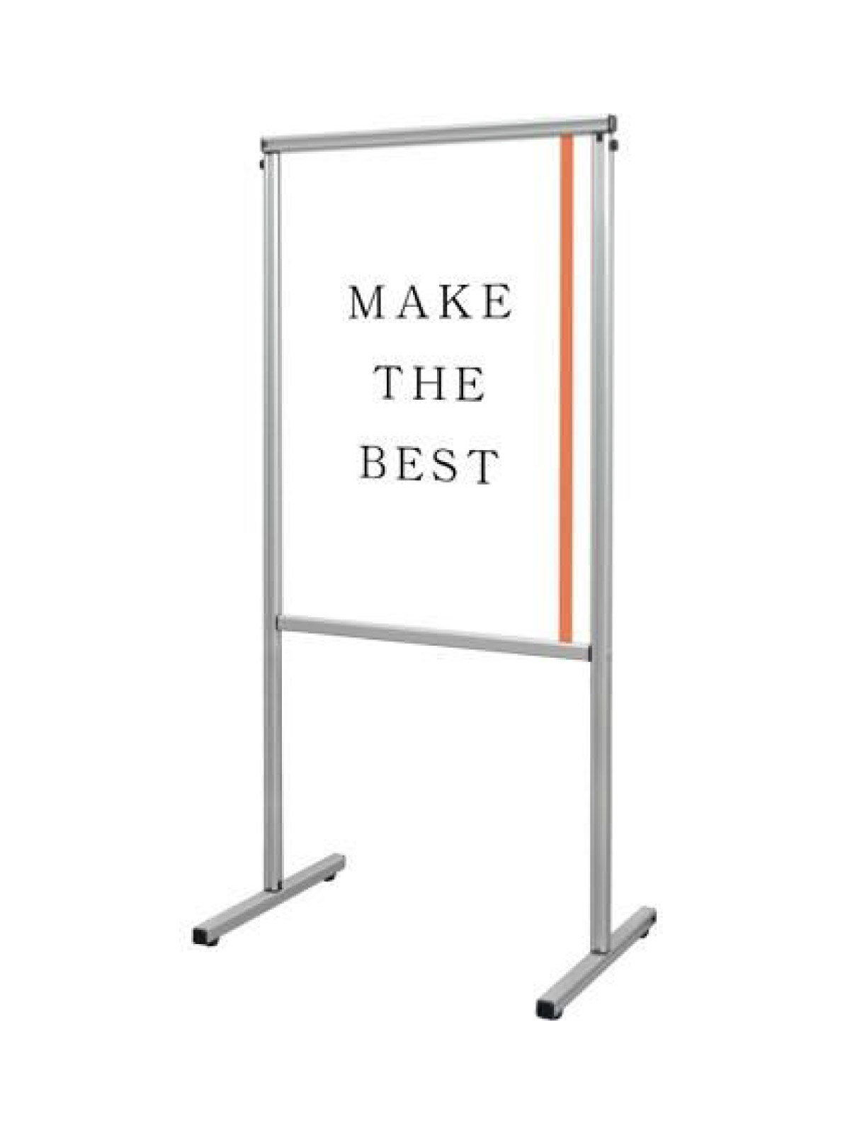 フォーマルな情報発信に最適で省スペースにも設置できる直立型スタンド■製品仕様●本体フレーム=アルミ押出し材/アルマイト仕上(シルバー)●表面カバー=アクリル 透明1.5mm厚●面板=アルミ複合板(白)3mm厚●面板サイズ=B2(W515mm...