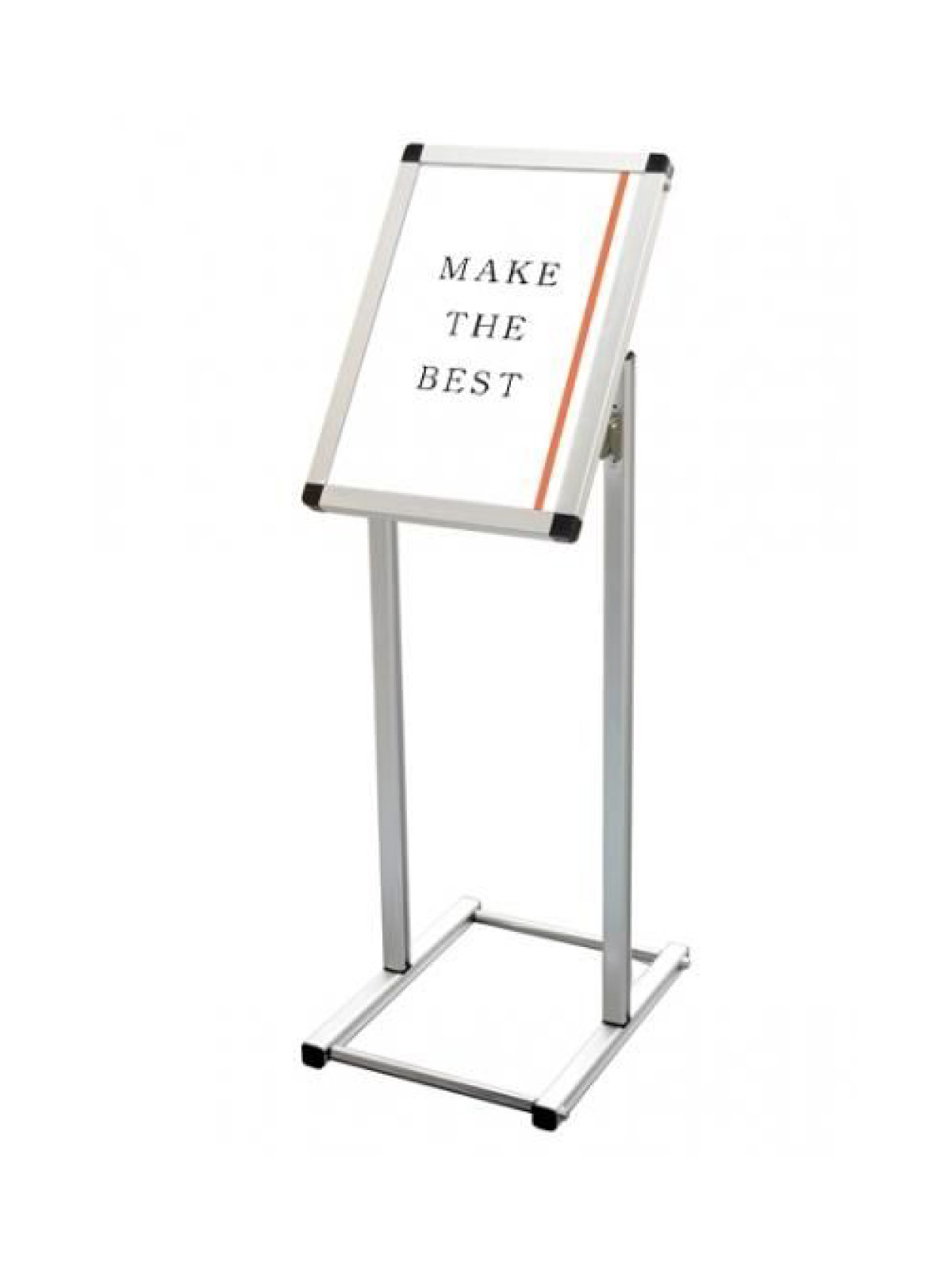 見る距離感に合わせてポスターの展示角度を調節できるスタンド看板■製品仕様●パネル・本体=アルミ押出し材/アルマイト仕上(シルバー)●脚部=縦パイプ/アルミ押出し材/アルマイト仕上(シルバー) 横パイプ/ステンレスパイプ #400(シルバー)...