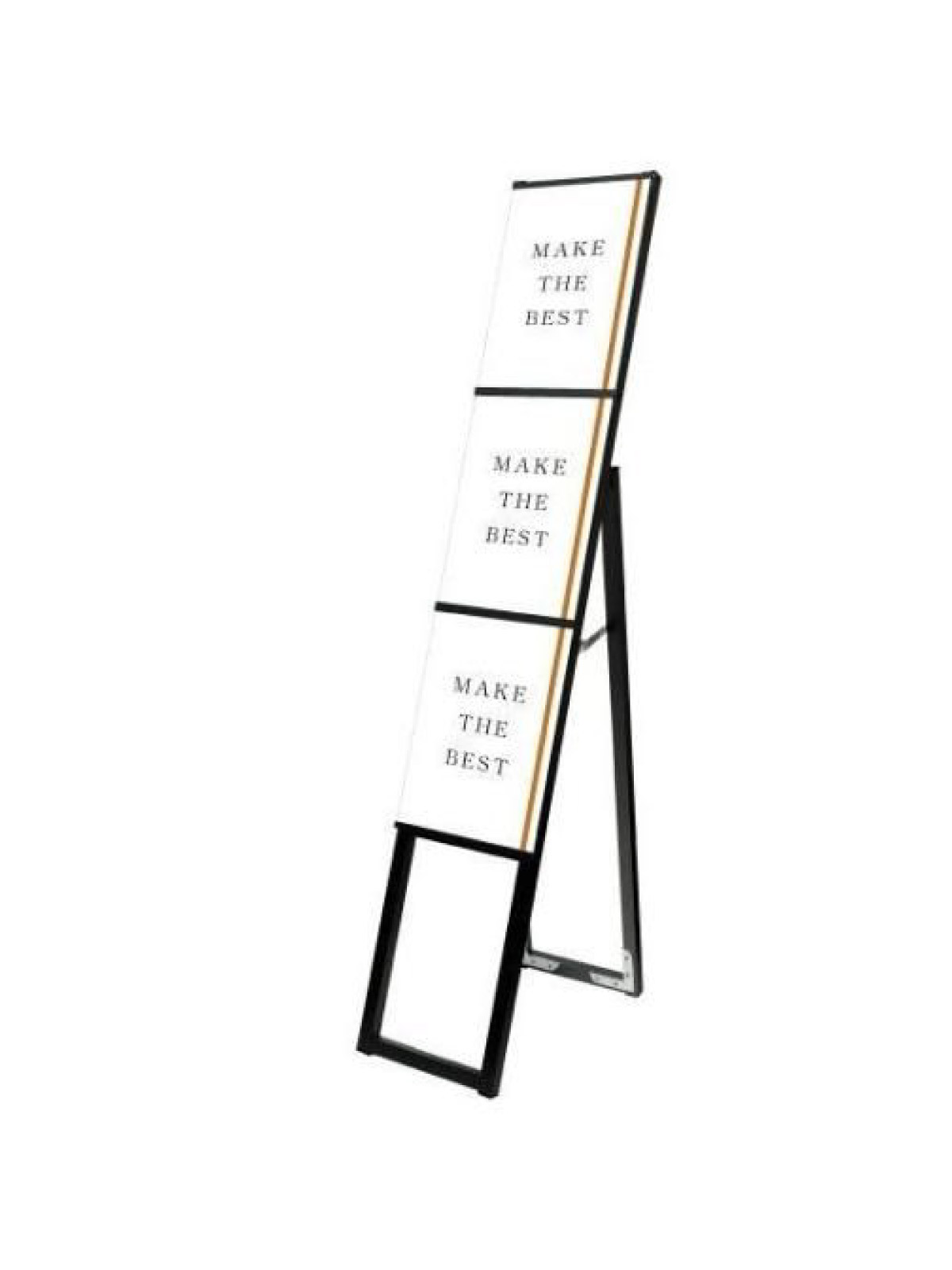 ちょっとしたスペースにも設置できる、スリムで使いやすい お手頃スタンド看板■製品仕様●フレーム＝アルミ押出し材／アルマイト仕上（ブラック）●面板＝アルミ複合板(黒)3mm厚＋アクリル板透明1.5mm or 2mm厚●ポスターサイズ＝A4(W...