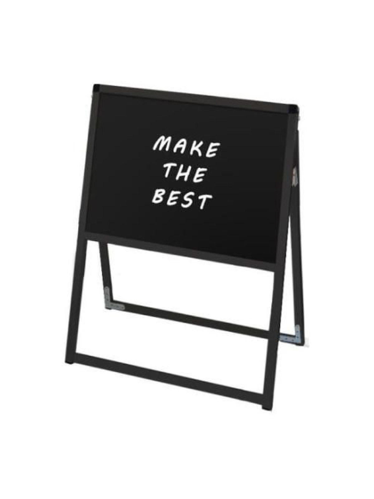 屋外使用可能なアルミ製マーカーボードスタンド看板■製品仕様●本体フレーム=アルミ押出し材/アルマイト仕上(ブラック)●面板=マーカーボード(ブラック)3mm厚※マグネット使用可能※差し替え用面板は、オプションから単品で購入頂けます。●面板有...