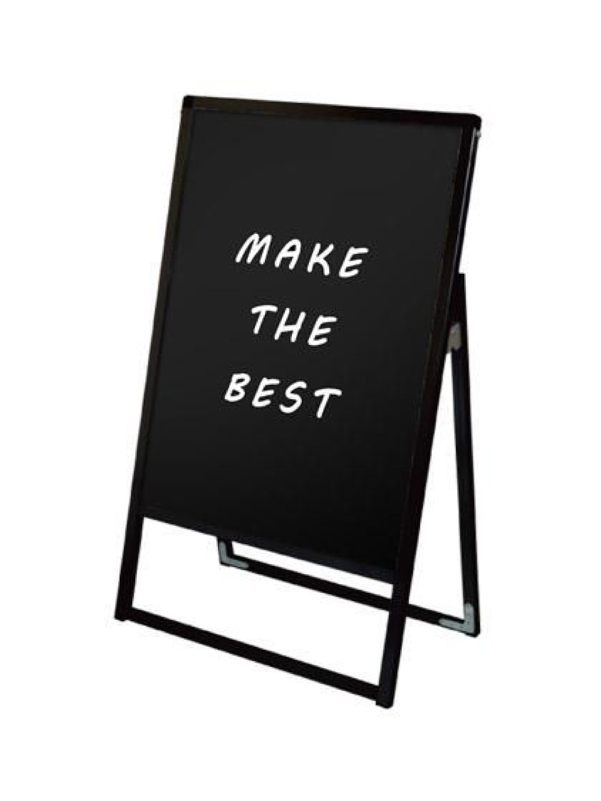 屋外使用可能なアルミ製マーカーボードスタンド看板■製品仕様●本体フレーム=アルミ押出し材/アルマイト仕上(ブラック)●面板=マーカーボード(ブラック)3mm厚※マグネット使用可能※差し替え用面板は、オプションから単品で購入頂けます。●面板有...