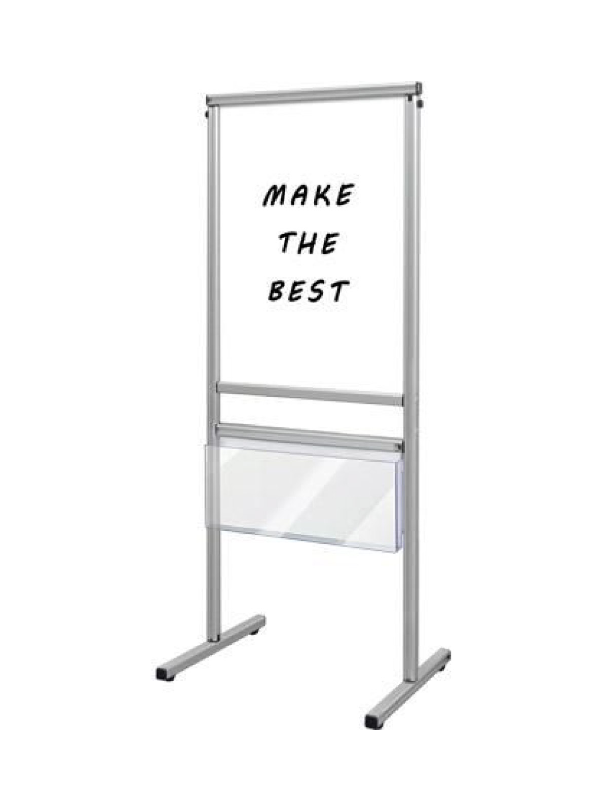 屋外使用可能な直立型マーカーボードスタンド看板のカタログケース付きタイプ■製品仕様●本体フレーム=アルミ押出し材/アルマイト仕上(シルバー)●面板=マーカーボード(ホワイト)3mm厚※マグネット使用可能●面板サイズ=A2(W420mm×H5...