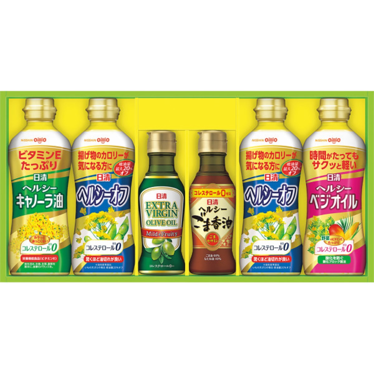 日清エキストラバージンオリーブオイルをはじめバラエティ豊かなヘルシーオイルを詰め合わせたギフトです。商品名称日清　オイルバラエティギフトメーカー品番OV—30Nブランド名称日清オイリオ商品内容●ヘルシーキャノーラ油350g×1、ヘルシーベジ...
