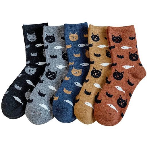 【可愛い猫ロゴ付きレディース 靴下】 サイズ:1セットA/B/C:全長:約34cm、➁セットD:全長:約31cm (※ご注意:手で測りますので、1-2cmの誤差がある場合がございます。)AOYのレディース 靴下は可愛い猫ロゴ付き、5色組4タ...