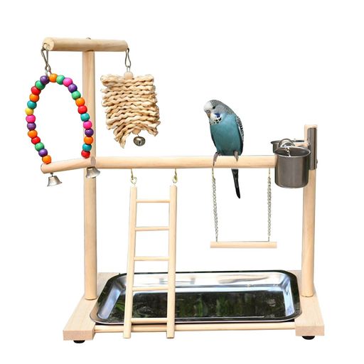 アウトドア 【パッケージ】鳥の遊び場には、鳥の立ちスタンド、はしご、ブランコ、鳥の噛み串、ステンレス鋼のトレイ、ステンレス鋼の鳥ボウルなどが含まれます。サイズ:36x23x41cm。 【安全な素材】鳥のおもちゃは高品質の天然木で作られており...