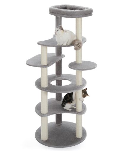 インドア 【商品仕様】サイズ:54x54x154cm、13.7kg 【登り降りやすいデザイン】低段差ステップでシニア猫・子猫でも楽々移動! 【爪とぎポールたくさん】天然サイザル麻紐爪とぎポール、頑丈で長持ちです! 【ちょうどいい段取り】猫ち...