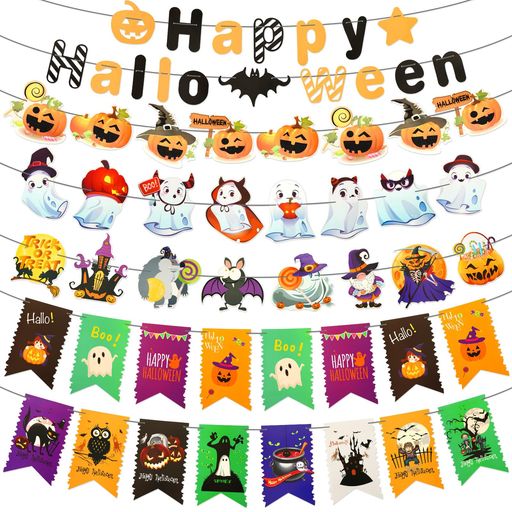 6つセット:こちらのハロウィン ガーランドは家のさまざまな場所で使用でき、祝日のシンプルな装飾のニーズを満たすことができます 多様なデザイン:ハロウィン 飾り ガーランドセットにはHAPPY HALLOWEEN、ゴースト、カボチャなどのさま...