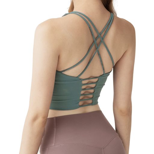 【魅力を溢れるXデザイン】女性らしい丸みがあり上向きのバストを作れり、おしゃれでシンプルでありながらも女性の美しさを求めているレディースヨガブラトップです。背中のストラップはXデザインを採用されて後ろ姿が可愛く決まり、背中もより美しくてセク...