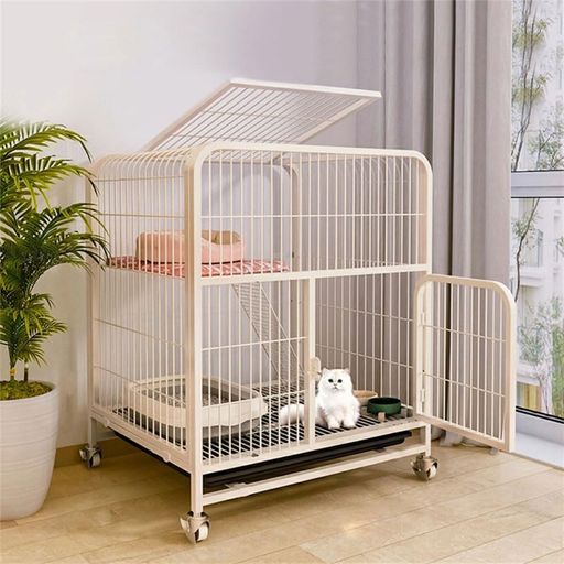 【商品サイズ】商品2段のサイズ:横幅70.5cmx奥行54.5cmx高さ75cmキャスター付きなので、掃除の時は移動楽々になります。4つのキャスターに全部ストッパーがあり、安定性にもご心配ないです。使用時にはケージが動かないようにロックする...