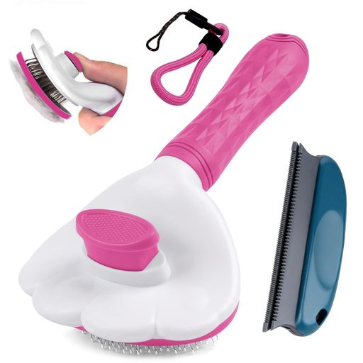 ワンプッシュ式脱毛ボタン-後片付けが簡単 😸🐕【アップグレード丸頭ニードルビーズ】ペットのブラッシング時に、より良いマッサージの心地よさを体験していただくために、BODHTATペット用ブラシビーズの頭は針の上...