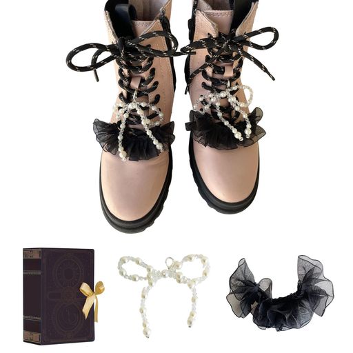 美しいパールリボンとフリルでユニークな自分だけのスニーカーを作ってみてください. キーリングとワンタッチボタンでスニーカーの靴ひもを簡単に取り付けることができます. 真珠リボンはスニーカー以外にもバッグ、財布、携帯電話などのキーリングとして...