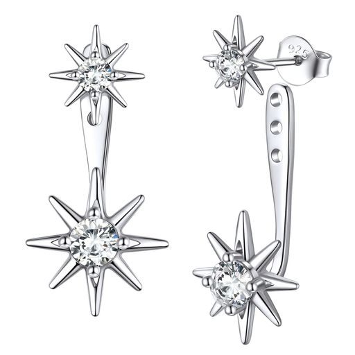 ☪素材:925シルバー+ジルコニア。約縦24.4mm*横11.7mm。重量:約2.7g。色:ホワイト/ブラック。 ☪3Wayピアス:大きいサイズのパーツを、お気に入りのポストに付け替えれば、単品でもお使いいただくことができます。小さいサイズ...