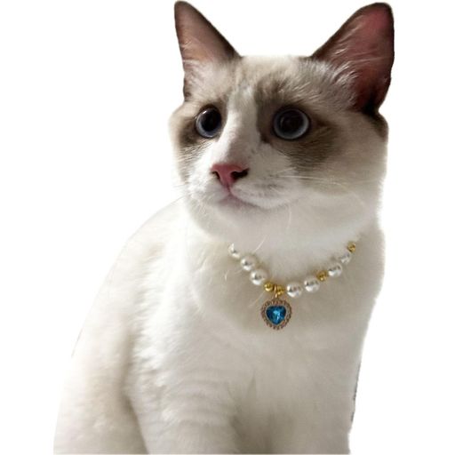 【猫の首輪】猫の首輪のペンダントはハート型のデザインを採用し、人工真珠やラインストーンは高級感があり、優雅な印象を与えます、軽くておしゃれな上、ゴージャス感を演出してくれます。 【高品質の素材】猫首輪は高品質の人工真珠と合金素材を用いて作ら...