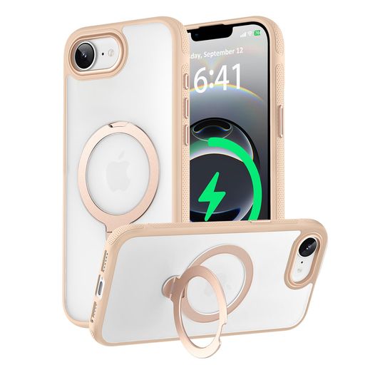 【2025斬新アップグレード&amp;対応機種】:iPhone 16E/17E 用 ケース。6.1インチ[マグセーフ対応]。 360度回転リングスタンド・カメラレンズ保護・スクリーン保護・折りたたみ手持ちリングなど機能が付きの一体型なアイフ...