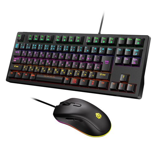 【有線 ゲーミングキーボード・マウスセット】91キーの当メカニカルキーボードは、全キー同時押し対応(Nキーロールオーバー)で、素早いキー入力でも誤作動を防ぎ、スムーズなゲーム操作を実現します。マウスも有線接続のため、接続切れや充電切れの心配...