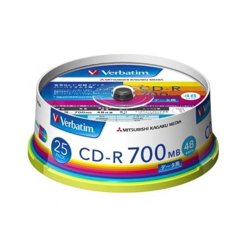 フタロシアニン色素により安定した耐久性を実現したCD-Rメディア25 枚入りスピンドルケース。プリンタブル対応。SR80FP25V1種類CD-R書込み速度48倍速記録容量700MB枚数25枚パッケージタイプスピンドルプリンタブル対応用途デー...