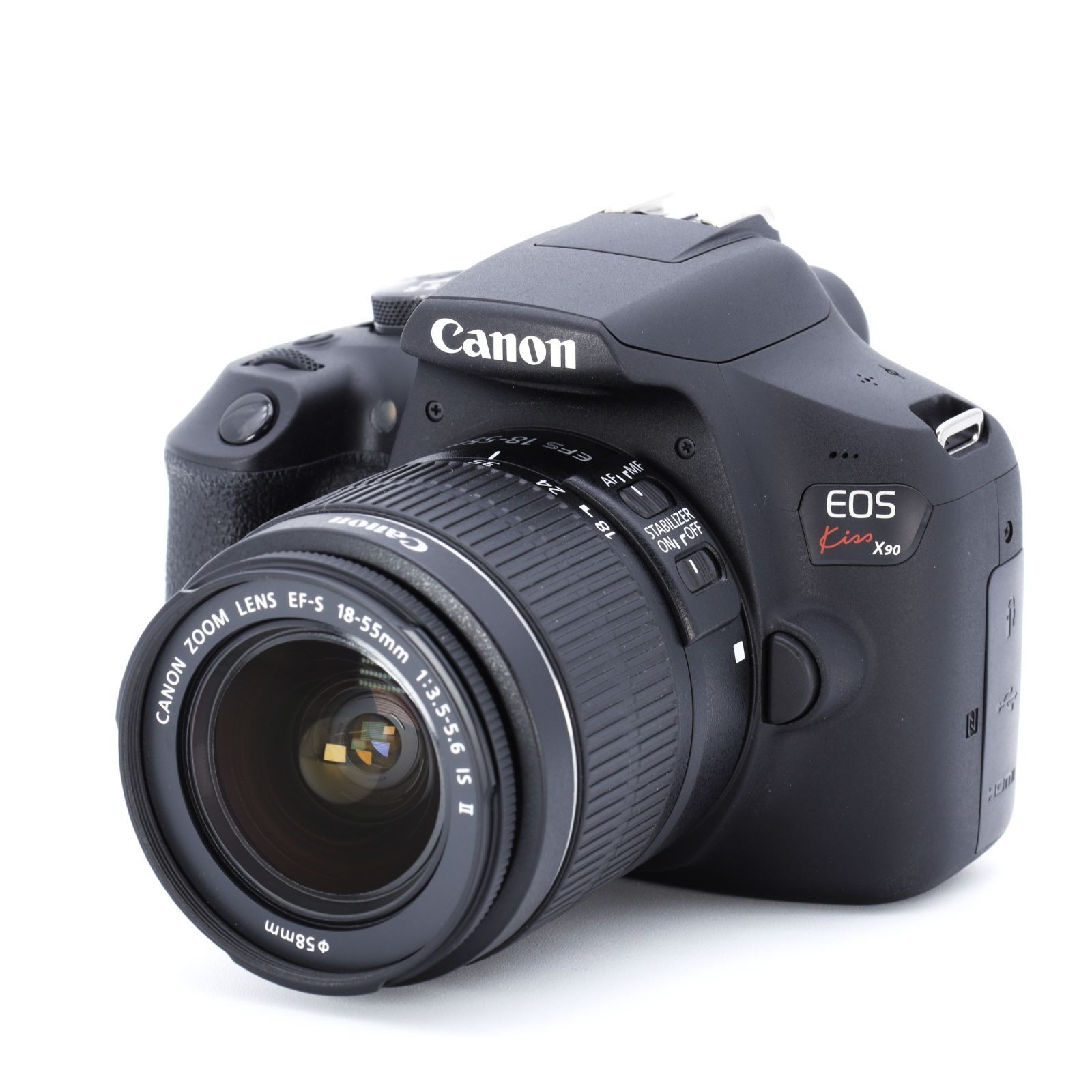 Canon EOS Kiss X90 EF-S18-55 IS II レンズキットコンディション：ほぼ新品（美品）外観・内部グリップ部に少々使用感がございます。また、マウントに使用に伴うスレがございます。動作不具合なくご使用いただけます。付...