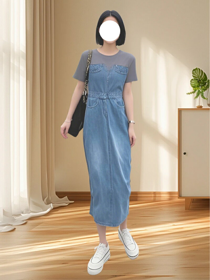 デニムワンピース｜2色展開の大人カジュアルスタイル上品で洗練されたシルエットが魅力のデニムワンピースまるでトップスとスカートを重ね着したようなおしゃれなデザインながら、一枚で完結する着やすさが特徴です。レジー（グレー）とブラックの2色展開で...