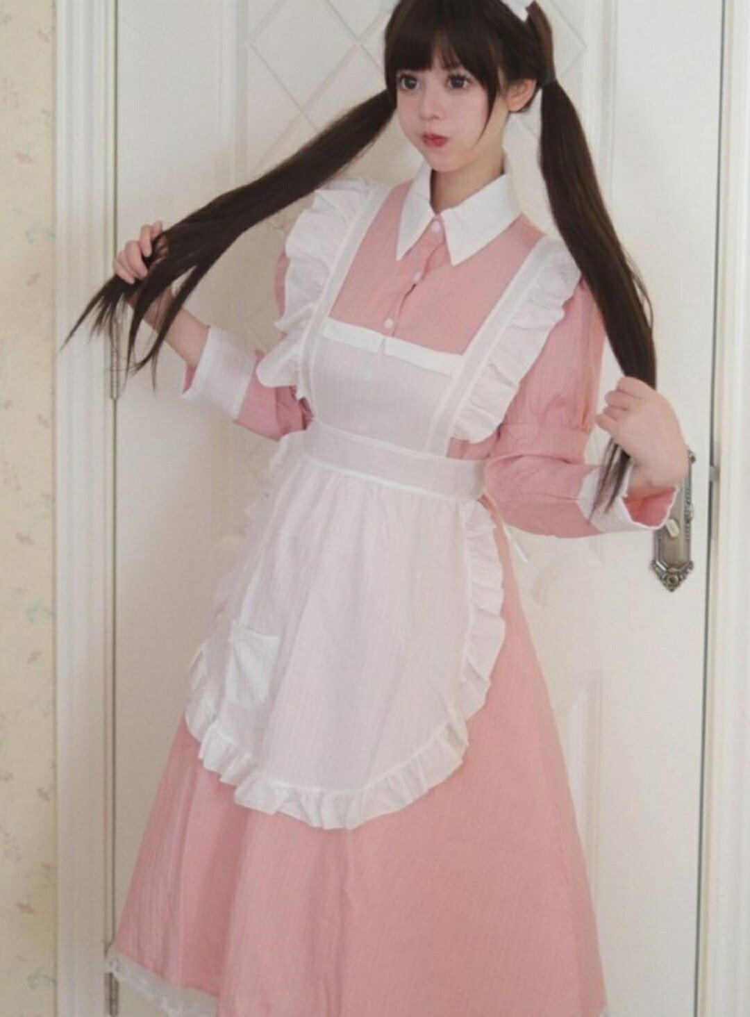 メイド服 レディース ロリータ かわいい コスプレ 英国風 長袖 ワンピース ドレス 清楚 ゆめかわ イベント パーティー ハロウィン S M L XL XXL