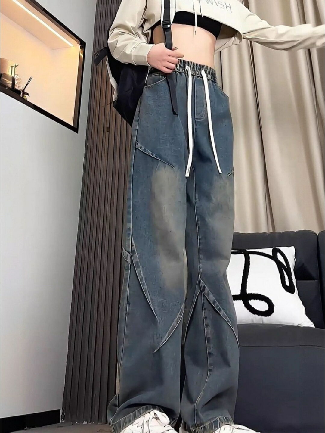 ボトムス ワイドパンツ ゆったり ストリートカジュアル 秋冬 韓国ファッション 大きいサイズ レディース レディース 大人 30代 40代 50代 秋服 2025秋冬新作