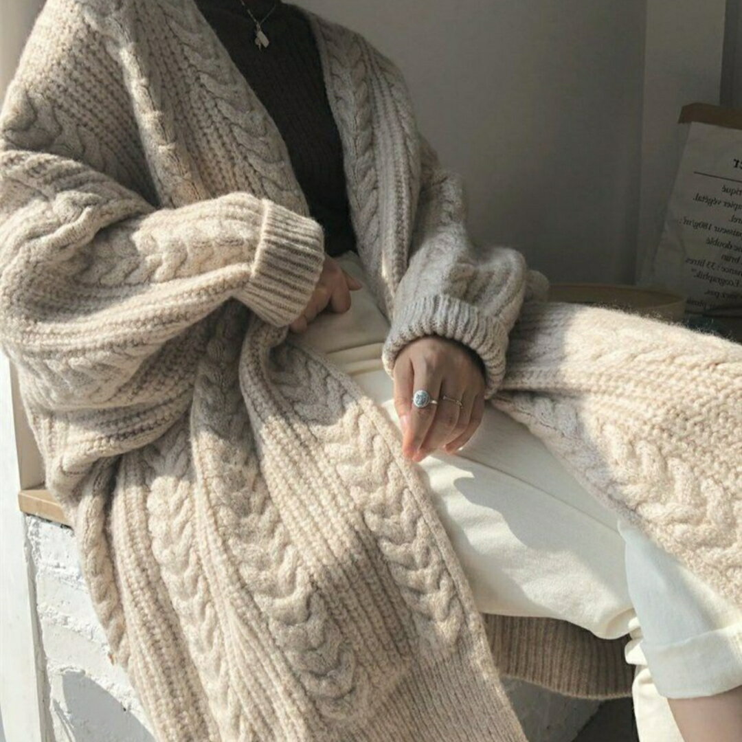 2025 新型 ロング カーディガン 厚手 秋冬 カーディガン ニット セーター 女性