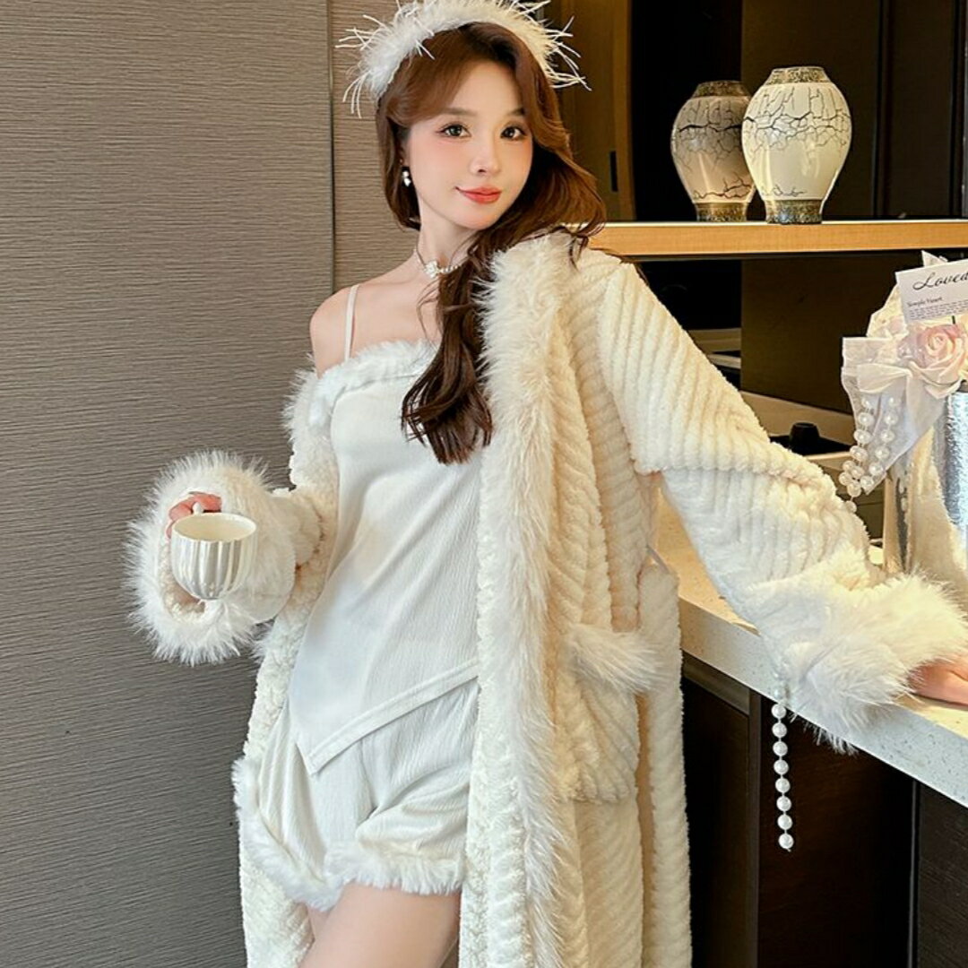 パジャマ レディース 女性用 ルームウェア ガウン バスローブ&nbsp; 厚手 保温 快適 部屋着 高級感 秋冬 春秋