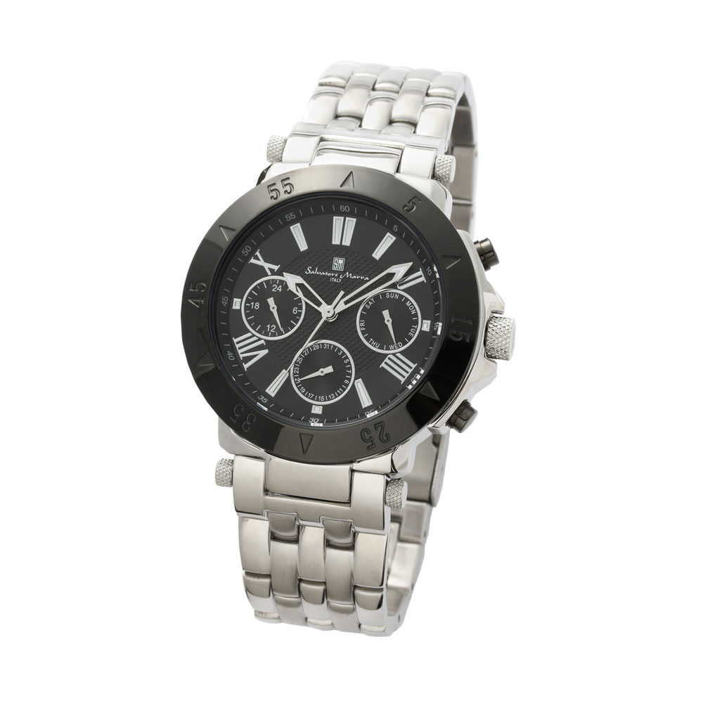 サイズ フェイス：φ約42mm（リューズ除く） 色 ダイヤル：ブラックケース：シルバーストラップ：シルバー 素材 ケース：ステンレススチール風防：ミネラルクリスタルガラスストラップ：ステンレススチール ムーブメント クォーツ 防水 10気圧...