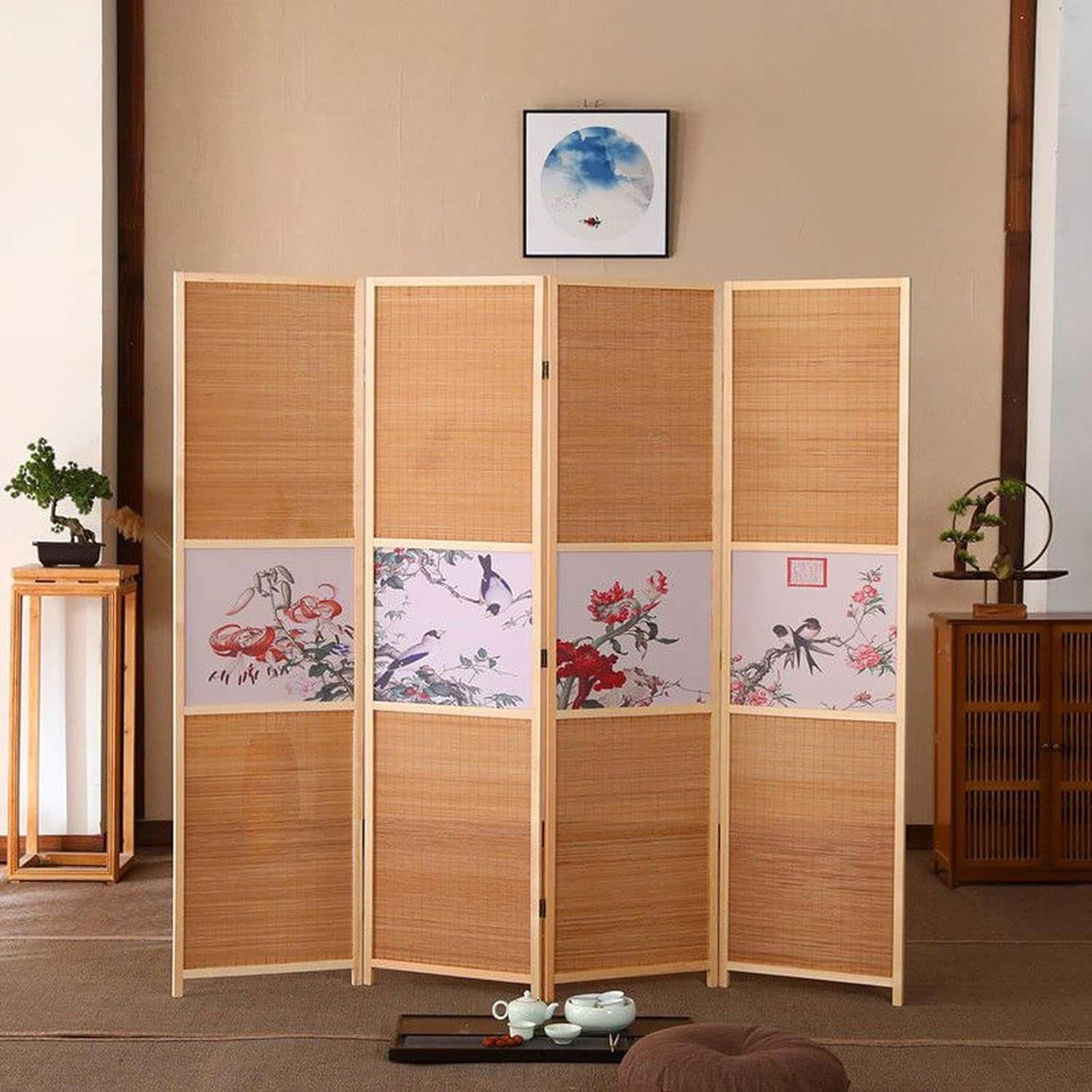 　　　 -------商品詳細------- 「商品サイズ（cm）」：180*50*4=高さ約180×幅約50　　　パネル数：4連 「天然素材を使用」天然木フレームと竹編みの温かみのある風合いが、どんな部屋にも馴染み、素朴で味わい深い空間を...