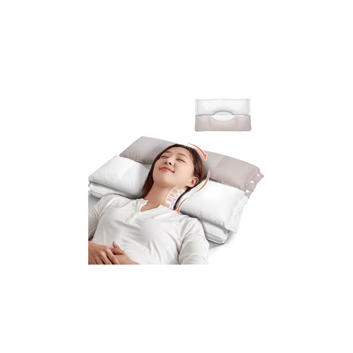 【二層構造、人間工学に基づいた設計】睡眠休養感を高める対策としての二層安眠枕、凹型形状の中央部は首と後頭部の頚椎ラインを支える、後頭部の隙間が空かず、ちょうど良い柔らかさで頭をしっかり包み込み、まくらがぴったりと密着している状態だと頭をしっ...