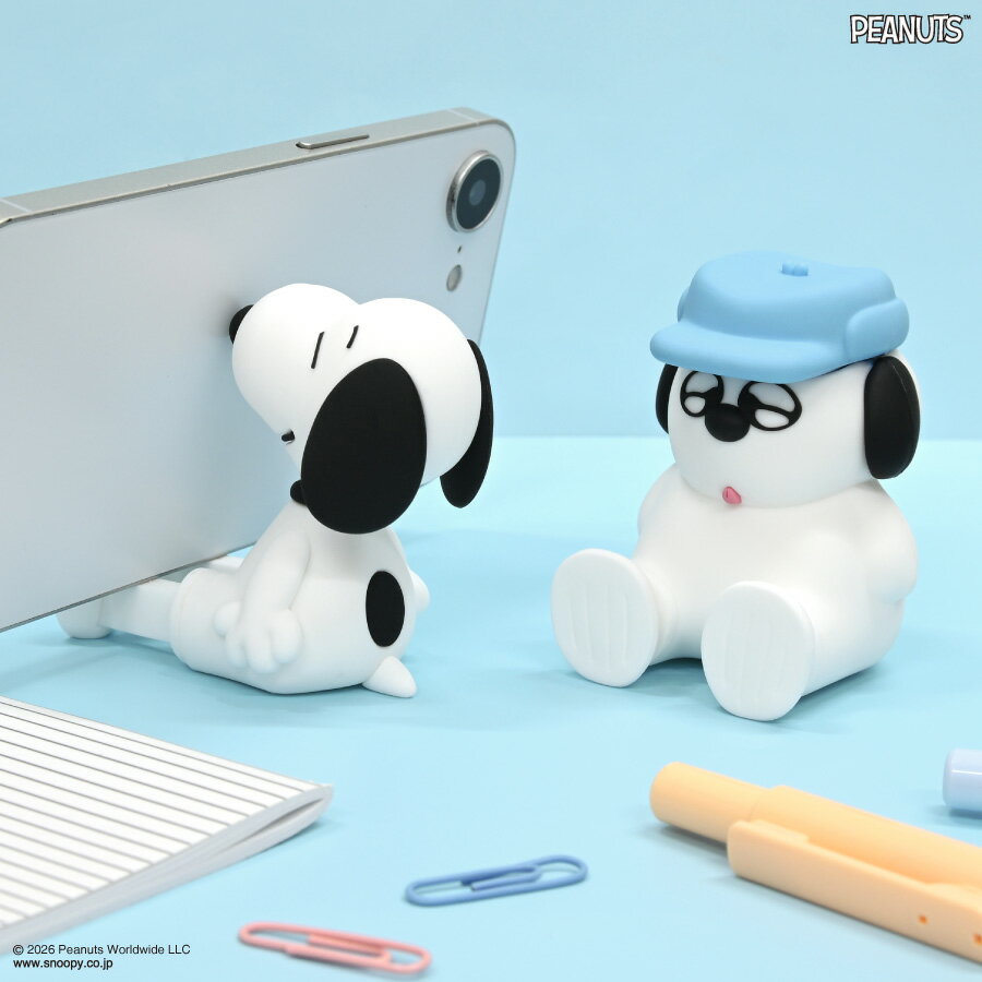 スマートフォンを立てて使用することができます。動画視聴時などに便利。足を伸縮させて調節が可能。本体サイズ：約H63×W52×D40mm(スヌーピー)本体サイズ：約H65×W54×D51mm(オラフ)ピーナッツ スヌーピー マスコットモバイル...