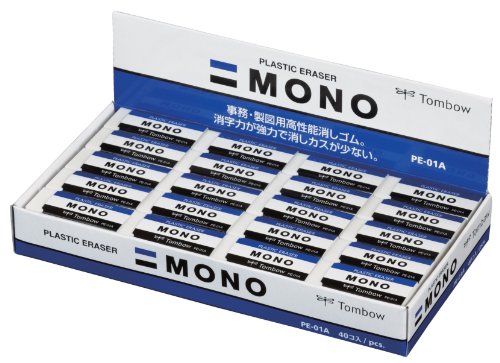 60サイズ40個モノPE01 40個/-/PE-01A-40P・パッケージ個数:1・【MONO消しゴム】1969年誕生の高品質で信頼のブランドの消しゴム／青白黒のストライプのデザイン・【特長】優れた消字性能と消し心地で、鉛筆・シャープペンの...