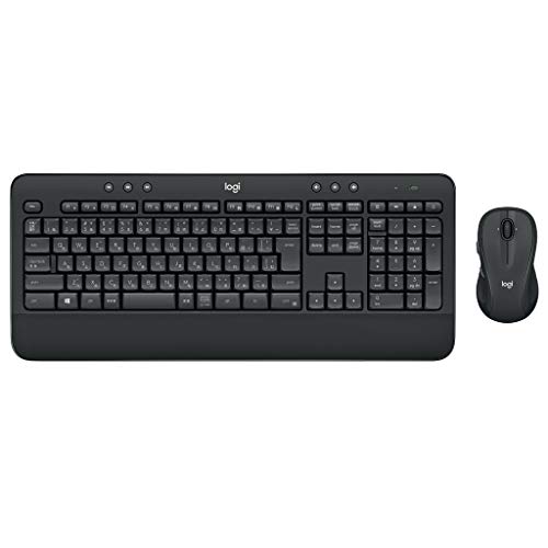 ブラック/-/MK545・PatternName:単品・パッケージ個数:1・【簡単USB接続 すぐに使えるフルサイズのワイヤレスキーボード&左右手OKの人間工学マウスのセット】Unifying USBレシーバー1つで、フルサイズキーボードと...