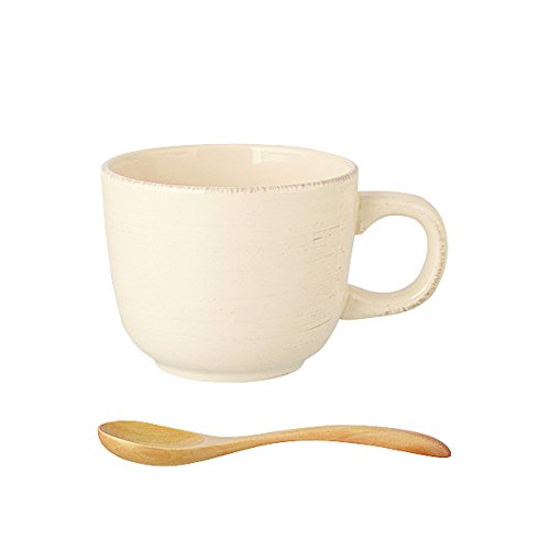 洋食器ホワイト/380ml/55804.0・Color:ホワイト・パッケージ個数:1・サイズ:カップ/φ103?83?140mm、スプーン/φ157?44mm・ハンドペイントの刷毛目模様が美しいテーブルウェア。・豊かな食生活を送るための自然...