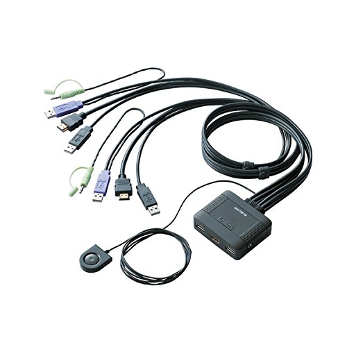 ブラック/並/KVM-HDHDU2・パッケージ個数:1・インターフェイス(PC側):HDMIタイプA(オス)×2、USBタイプA(オス)×4、3.5φステレオミニ(オス)×2・インターフェイス(周辺機器側):HDMIタイプA(メス)×1、U...