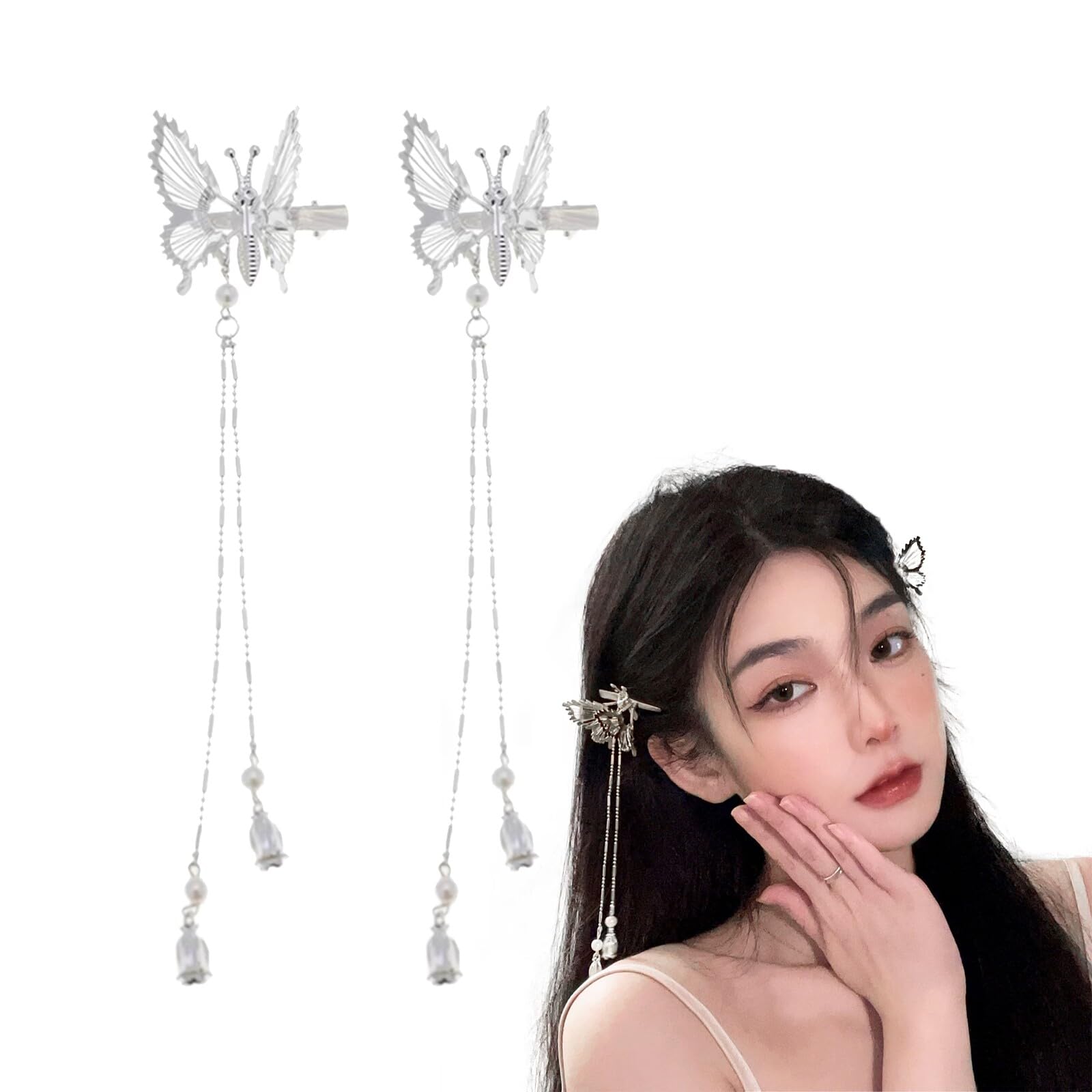 【蝶 ヘアクリップ】蝶 ヘアクリップは金属の中空ヘアピンは、精緻で生き生きとしていて、動く蝶の模様もとてもリアルです、太陽と明の下でで輝いています。髪を飾り、ヘアスタイルを変えることで、あなたのヘアスタイルに追加の優雅さと洗練さを加えること...