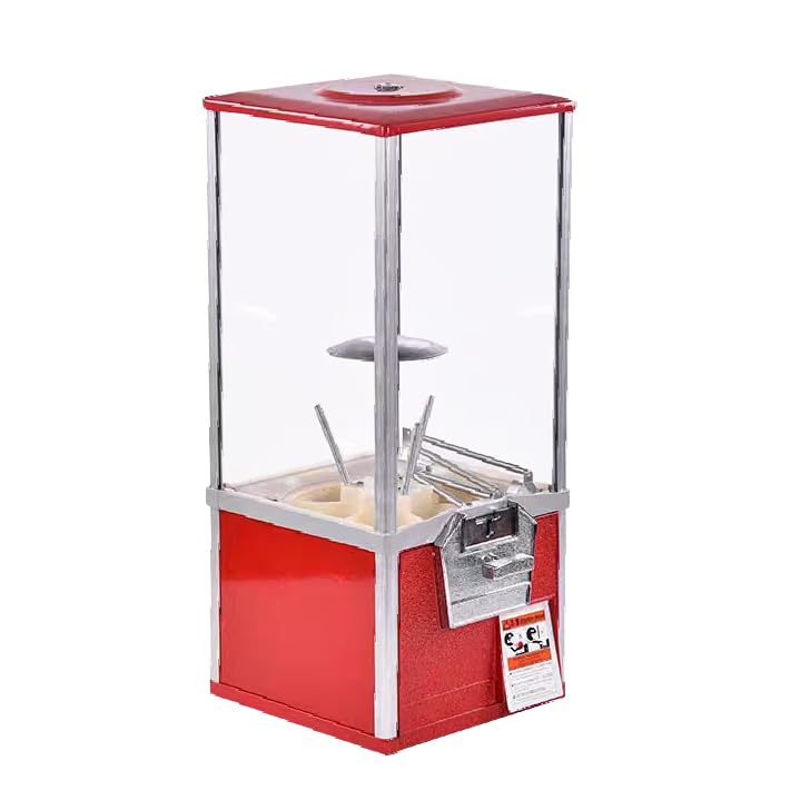 1.【昔ながらのレトロなデザイン】：お好みの景品を自由に選んで入れられる！100円 1枚 対応機種2.【本体サイズ】66(高)×27(奥行)×30(幅)cm；【色】赤色 ；カプセル45mm-55mm対応；容量150個(50mmカプセル)3....