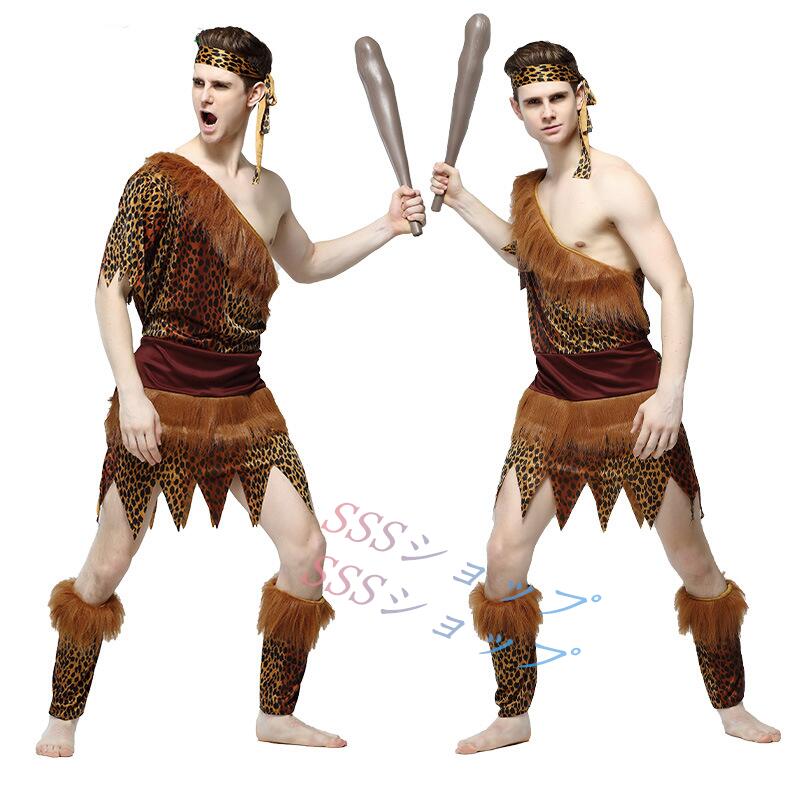 商品紹介 男性と女性のための原始的なハロウィーンのコスプレ衣装,インド,ヒョウの皮,先住民のアフリカのダンス衣装,ハンターの服 演出服 ダンス衣装 動物 可愛い イベント 舞台衣装 素材:ポリエステル サイズ：XL 着丈 112cm 袖丈 ...